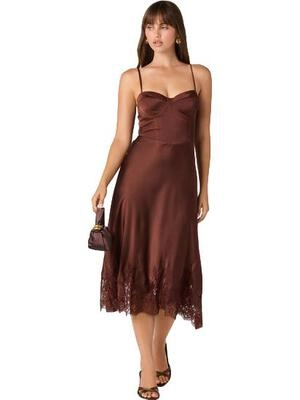 Astr The Label ASTR The Label Abrianna Bustier Satin Midi Dress Brown