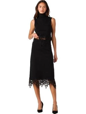Astr The Label ASTR The Label Nadine Lace-Trim Midi Skirt Black