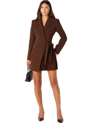 Astr The Label Blazer Wrap Mini Dress - Brown