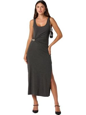 Astr The Label ASTR The Label Beckah Metal Embellished Knit Dress Charcoal