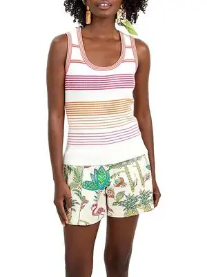 Trina Turk Paolini Striped Knit Tank - Whitewash