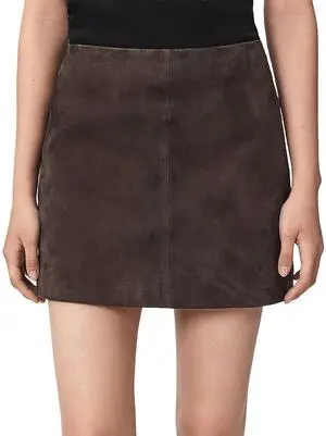 ALLSAINTS Renai Suede Mini Skirt - Bitter Brown