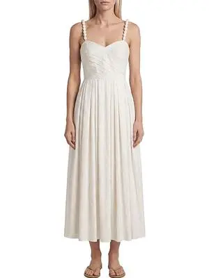 CARTOLINA Marabel Jacquard Sweetheart Neckline Midi Dress - Ivory