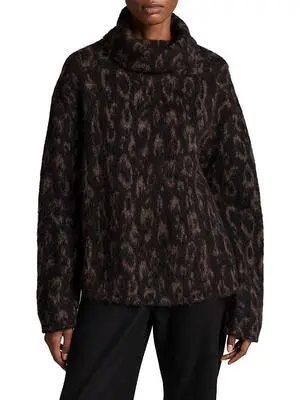 Vince Oversized Jacquard Turtleneck Sweater - H Grey Combo