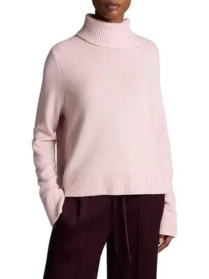 Vince Wool & Cashmere Turtleneck Sweater With Slits - Iris Quartz