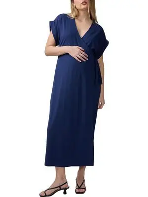 INGRID & ISABEL Ingrid & Isabel Short Sleeve Knit Wrap Maternity Midi Dress