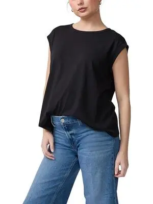 INGRID & ISABEL Ingrid & Isabel Relaxed Crew Neck Cotton Maternity Tank Black