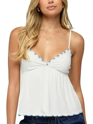 EDIKTED Grazi Contrast Stitch Babydoll Tank Top - White