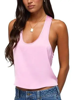 EDIKTED Satin Effect Backless Bead Chain Top - Pink