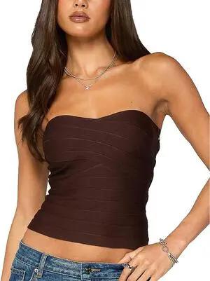 EDIKTED Edikted Marzi Strapless Knit Bandage Top