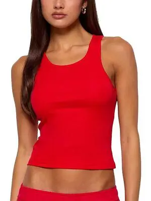 EDIKTED Francie Ribbed Tank Top - Red