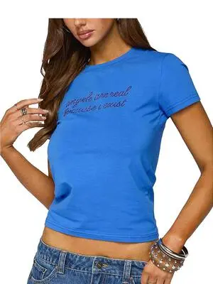 EDIKTED Edikted "Angels Are Real" Graphic T-Shirt Blue