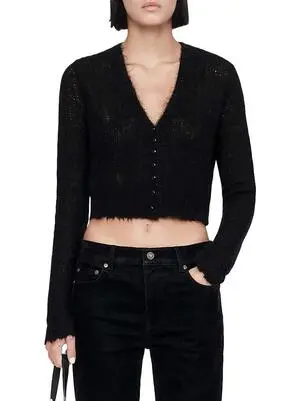 ALLSAINTS Allsaints Mabel V-Neck Cropped Cardigan Black