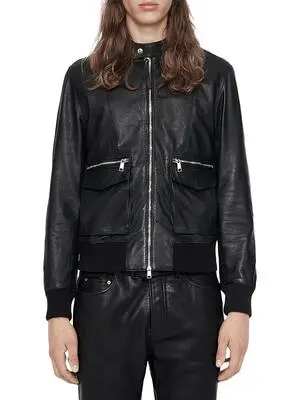 ALLSAINTS Hiro Bomber Leather Jacket - Black