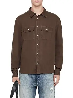 ALLSAINTS Bond Long Sleeve Shirt Chocolate