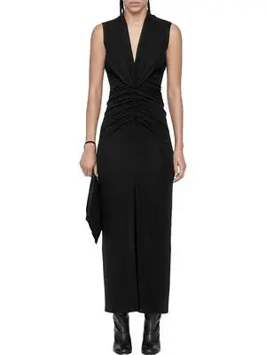 ALLSAINTS Dariya Draped Neck Maxi Dress - Black