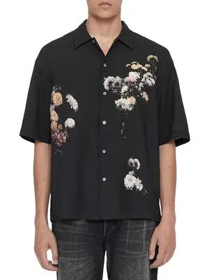 ALLSAINTS Fleur Saint Short Sleeve Shirt - Black