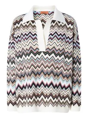Missoni Zigzag Motif Polo Shirt - Blue