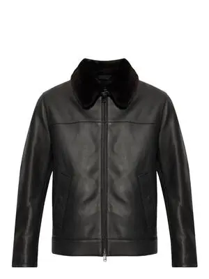 BRIONI BRIONI Leather Jacket With Fur Collar