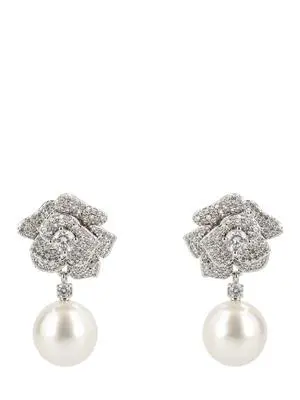 SELF-PORTRAIT Pearl And Crystal Earrings - Silver