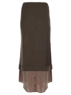 ALYSI Alesi Midi Skirt With Layered Effect - Brown