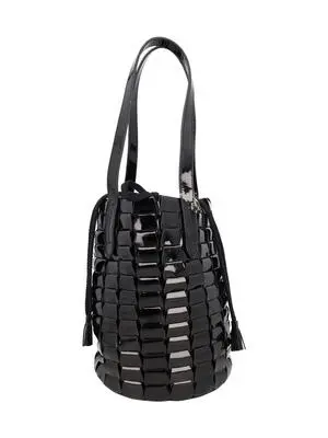 Dragon Diffusion Glossed Braided Leather Bucket Bag - Black