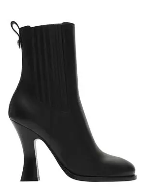 Burberry Leather Pillar Ankle Boots - Black
