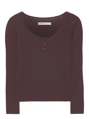 ALLSAINTS AllSaints Jules Henley Long-Sleeve T-Shirt Red