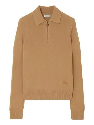 Burberry Cashmere Zip-up Polo Sweater - Beige