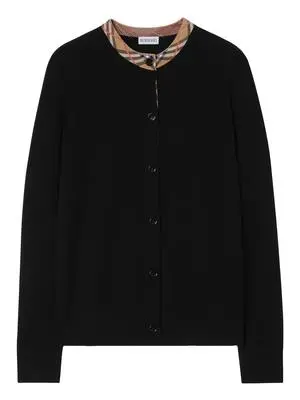 BURBERRY Burberry Wool Cardigan With Signature Check Trim