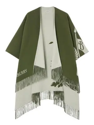 Burberry Wool-cashmere Cape With Equestrian Knight Design - Green