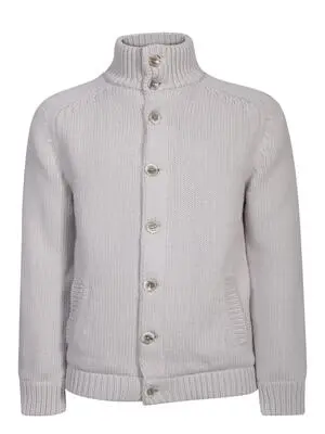 Herno Herno High Neck Knitted Bomber Jacket Gray