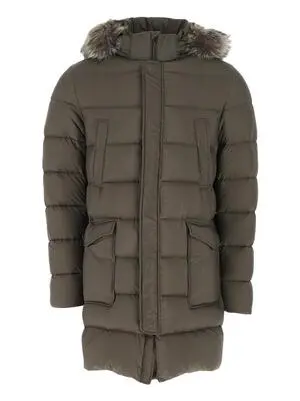 Herno Herno Patch Pocket Fur-Trimmed Puffer Coat Green
