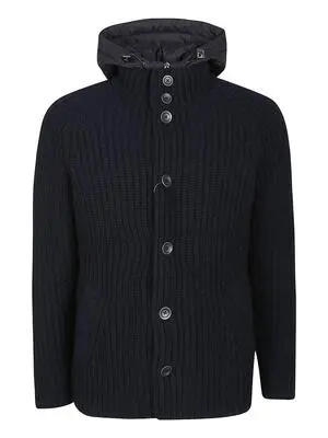 Herno Padded Hood Knit Jacket - Black