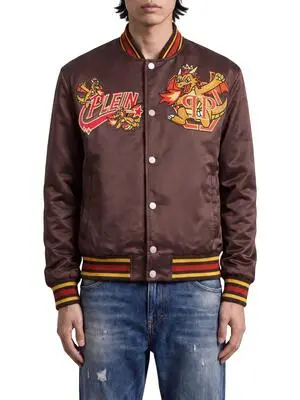 Philipp Plein Embellished Dragon Bomber Jacket - Brown