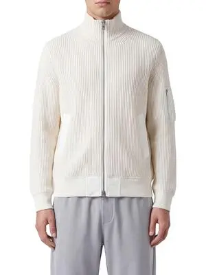 Sacai Ribbed Knit Zip-up Jacket - White