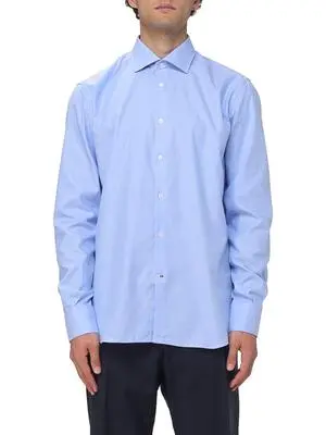 BROOKSFIELD Oxford Cotton Shirt With Button-down Collar And Embroidered Logo - Gnawed Blue