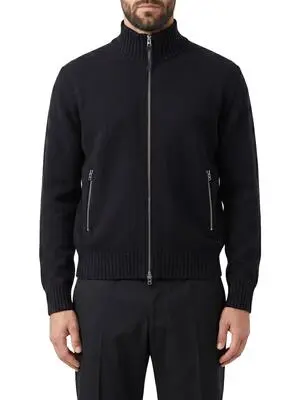 TOM FORD Zip-up Sweater With Leather Elbow Patches - Black
