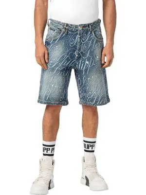 Philipp Plein Monogrammed Shorts - Denim