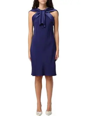 Alberta Ferretti Bow Neck Dress - Blue