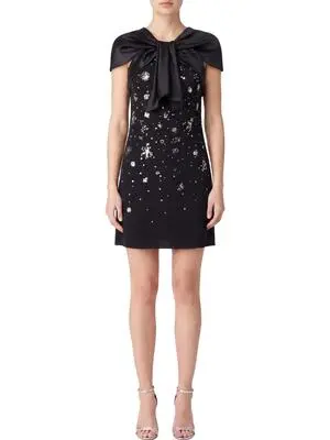 Alberta Ferretti Embellished Bow Dress - Black