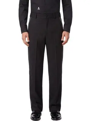 Philipp Plein Straight-leg Crêpe Tailored Trousers With Pleats - Black