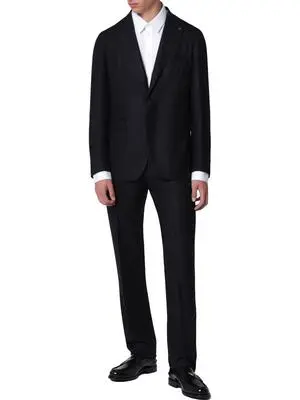 Tagliatore Single-breasted Suit In Pure Virgin Wool With One-button Jacket - Black