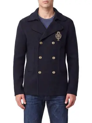 Dolce & Gabbana Double Breasted Emblem Coat - Blue