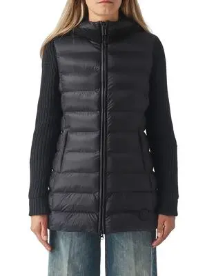 COLMAR Down Padded Jacket With Contrasting Knit Sleeves - Black