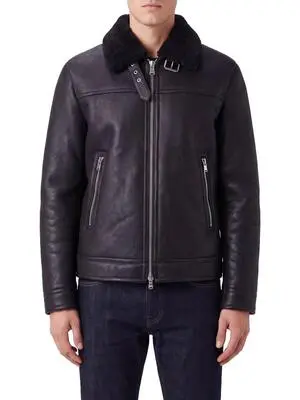 DONDUP Leather Biker Jacket With Shearling Collar - Brown