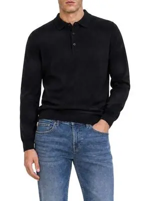 BOSS Long Sleeve Polo Sweater - Black