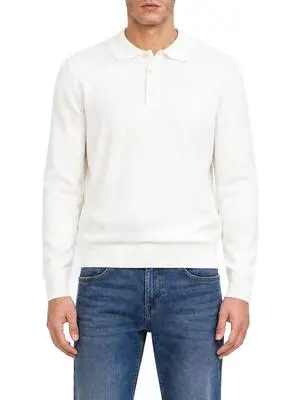 BOSS Long Sleeve Polo Sweater - White