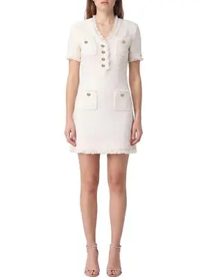 SELF-PORTRAIT Textured Button Detailed Dress - Cream