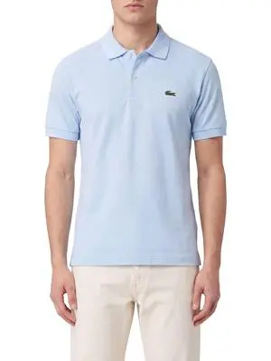 Lacoste Classic Short-sleeved Cotton Polo Shirt With Logo Patch Gnawed Blue